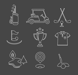Black golf icons set Royalty Free Vector Image