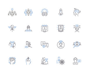 Leadership outline icons collection lead manager Vector Image