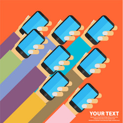 Mobile apps concept flat design human hand Vector Image