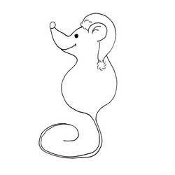 Funny christmas mouse outline hand drawn Vector Image