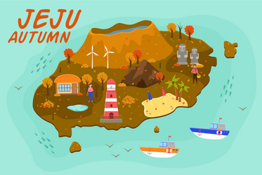 Cheonjiyeon waterfall famous landmark jeju Vector Image