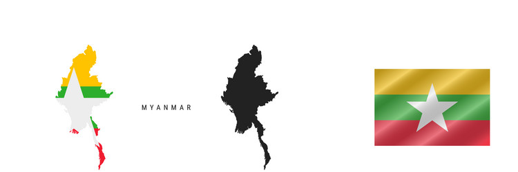 Myanmar Map Black and White Vector Images (80)
