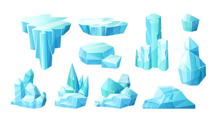 Cartoon ice crystals cold frozen blocks Royalty Free Vector