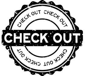 Grunge red check out word square rubber seal Vector Image