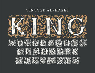 Vintage alphabet set of hand-drawn medieval Vector Image