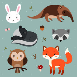 Woodland animals set Royalty Free Vector Image