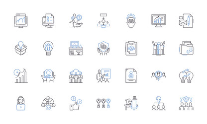 Market domination line icons collection Royalty Free Vector