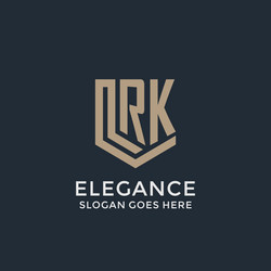 Initial rk logo shield shape creative esport Vector Image