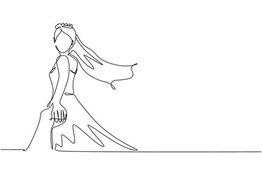 Continuous one line drawing arabic woman walking Vector Image