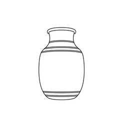 Clay jar outline icon on white background Vector Image