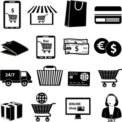 Shopping mall or store icon set Royalty Free Vector Image