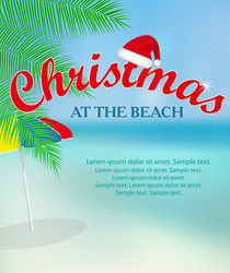 Christmas party at beach poster or banner Vector Image