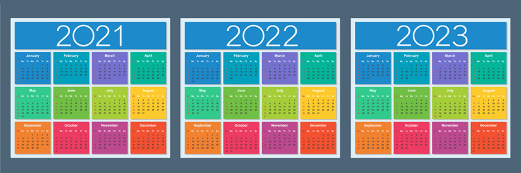 Colorful calendar for 2022 2023 years week Vector Image
