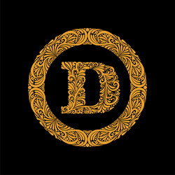 Elegant capital letter d in the style baroque Vector Image