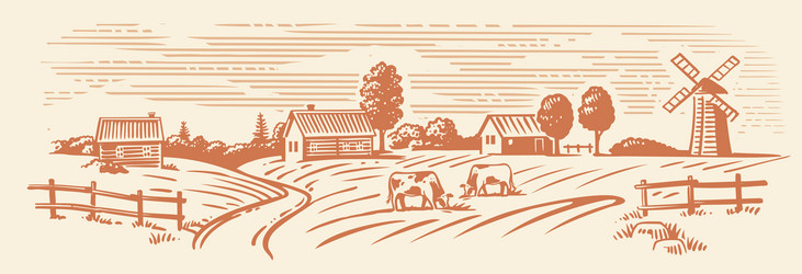Rural landscape agriculture farm Royalty Free Vector Image