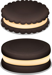 Chocolate round cookie with cream sweet snack Vector Image