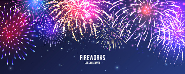 Realistic festive fireworks with transparency Vector Image
