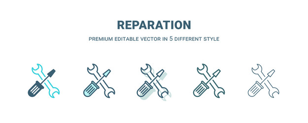 Paint roll icon in 5 different style outline Vector Image