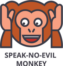 Speak no evil emoji black concept icon Royalty Free Vector