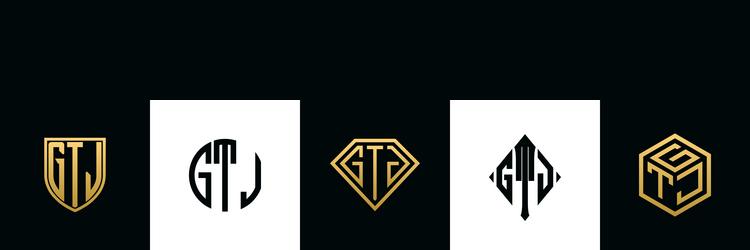 Initial letters gin logo designs bundle Royalty Free Vector