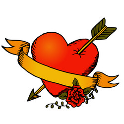 Classic vintage heart tattoo Royalty Free Vector Image