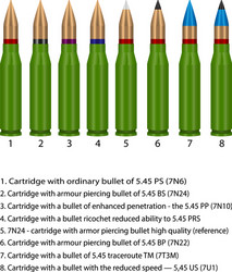 Modifications of ammunition for assault rifle Vector Image