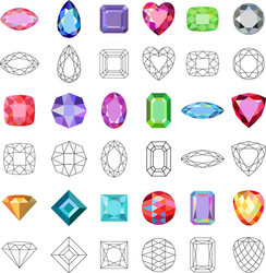 Blueprint outline jewelry gems cuts Royalty Free Vector
