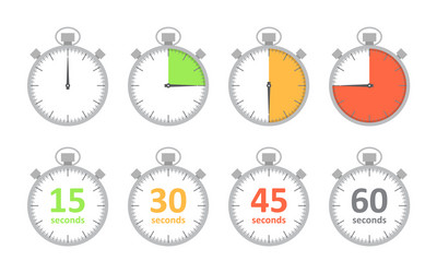 White timer icos set Royalty Free Vector Image