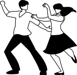Silhouette couple in pose dancing on white Vector Image