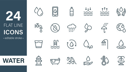 Water line icon set drop linear icon Royalty Free Vector