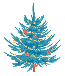Decorated christmas tree isolated Royalty Free Vector Image