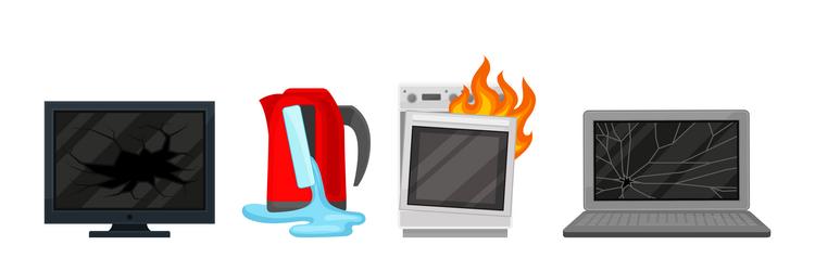 Different broken and damaged home appliances Vector Image