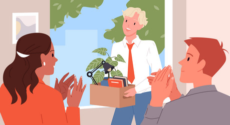 People clap team congratulate colleague concept Vector Image