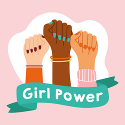 Girl power fists hands up design Royalty Free Vector Image