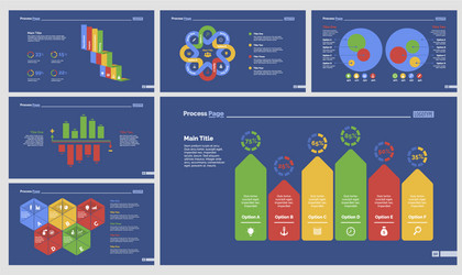 Six statistics slide templates set Royalty Free Vector Image