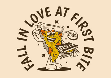 Fall in love at first bite character of pizza Vector Image
