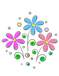 Three cartoon flowers Royalty Free Vector Image