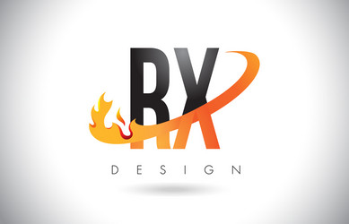 Rx r x letter logo design with swoosh and black Vector Image