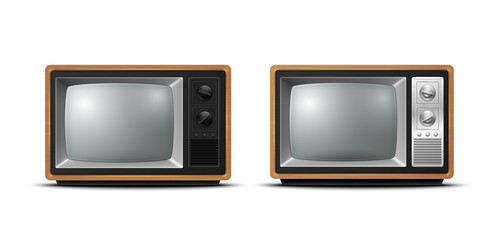 3d realistic brown wooden retro tv receiver Vector Image