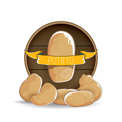 Sweet brown potato label with pile Royalty Free Vector Image