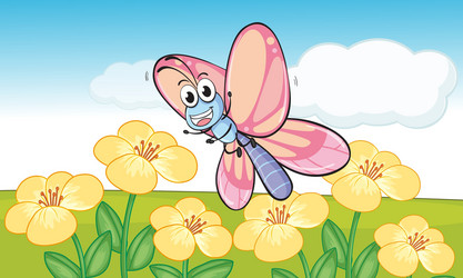 A butterfly and flowers Royalty Free Vector Image