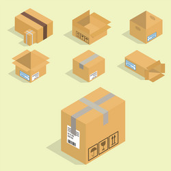Different box isometric icons isolated pack Vector Image
