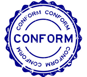 Grunge blue conform with star icon round rubber Vector Image