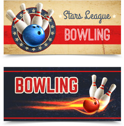 Bowling tournament banner realistic style Vector Image