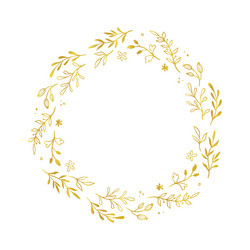 Gold floral circle frame set golden Royalty Free Vector