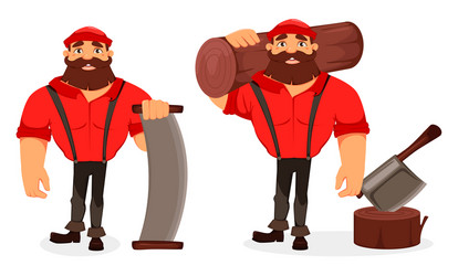 Lumberjack handsome logger cartoon character Vector Image