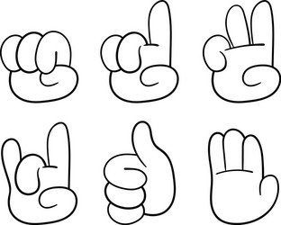 Various gestures of hands set of cartoon Vector Image