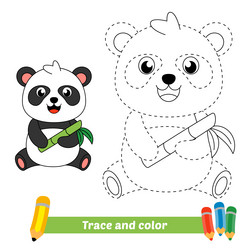Trace and color for kids panda Royalty Free Vector Image