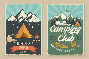 Set of camping retro posters Royalty Free Vector Image