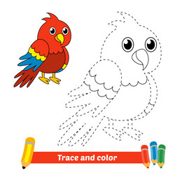 Trace and color for kids bird Royalty Free Vector Image